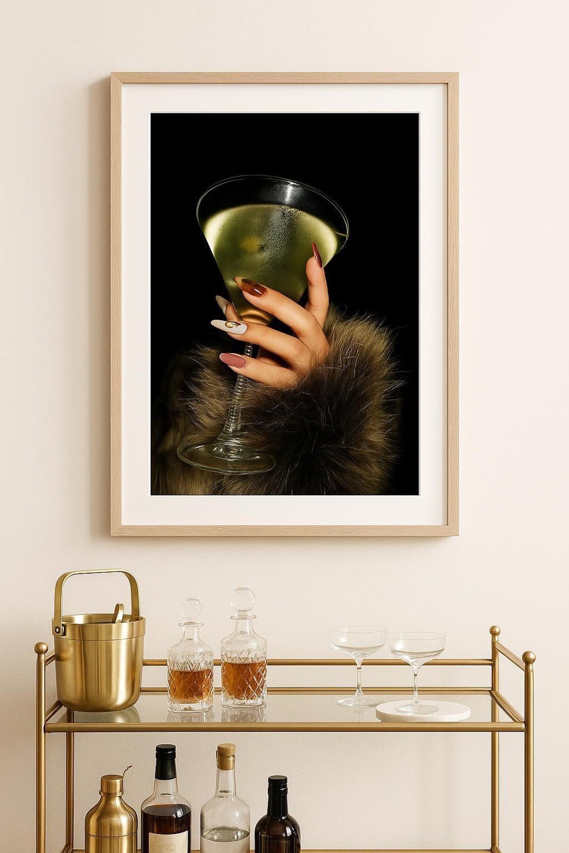 Glam Martini Wall Art | Cocktail Printable | Chic Bar Cart Digital ...