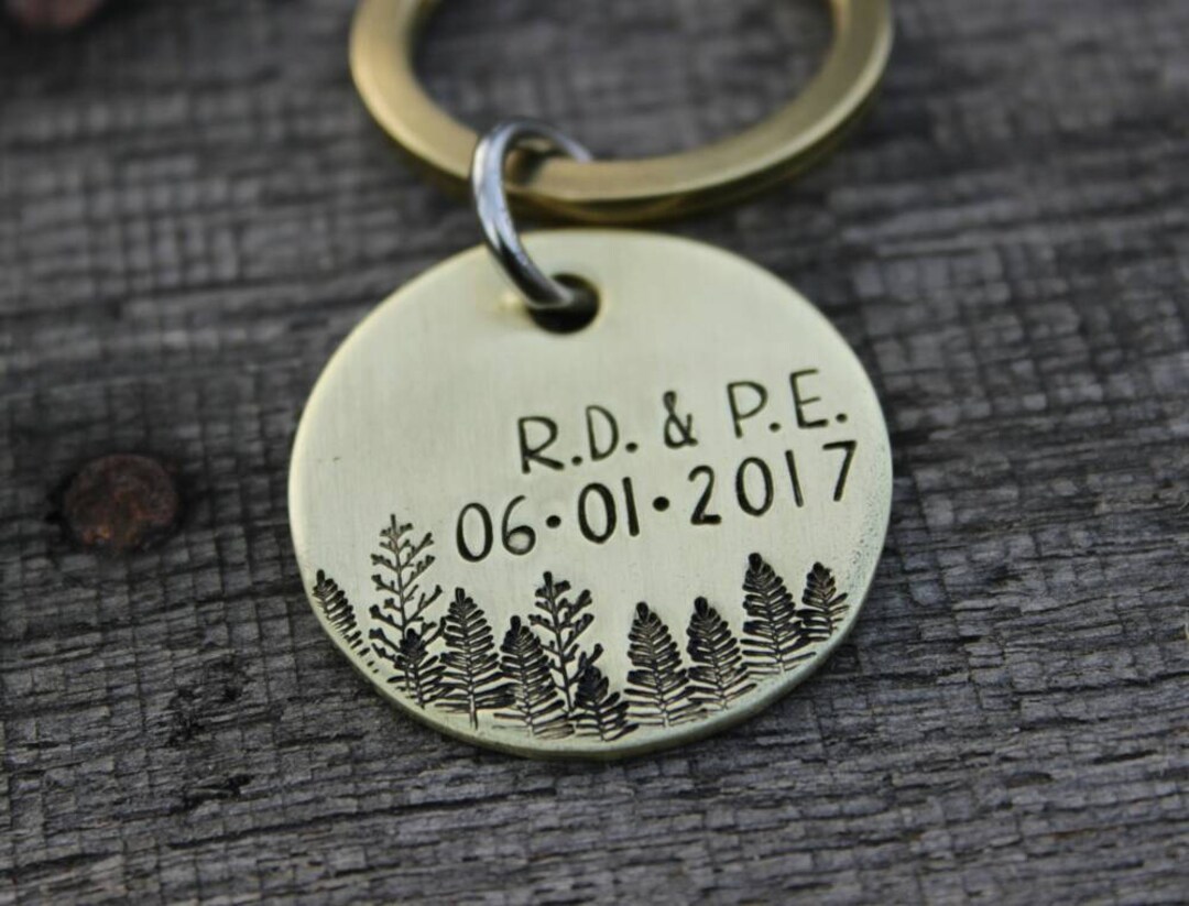 Personalized Keychain Gift for Him or Her - Keepsake Brass or Nickel ...