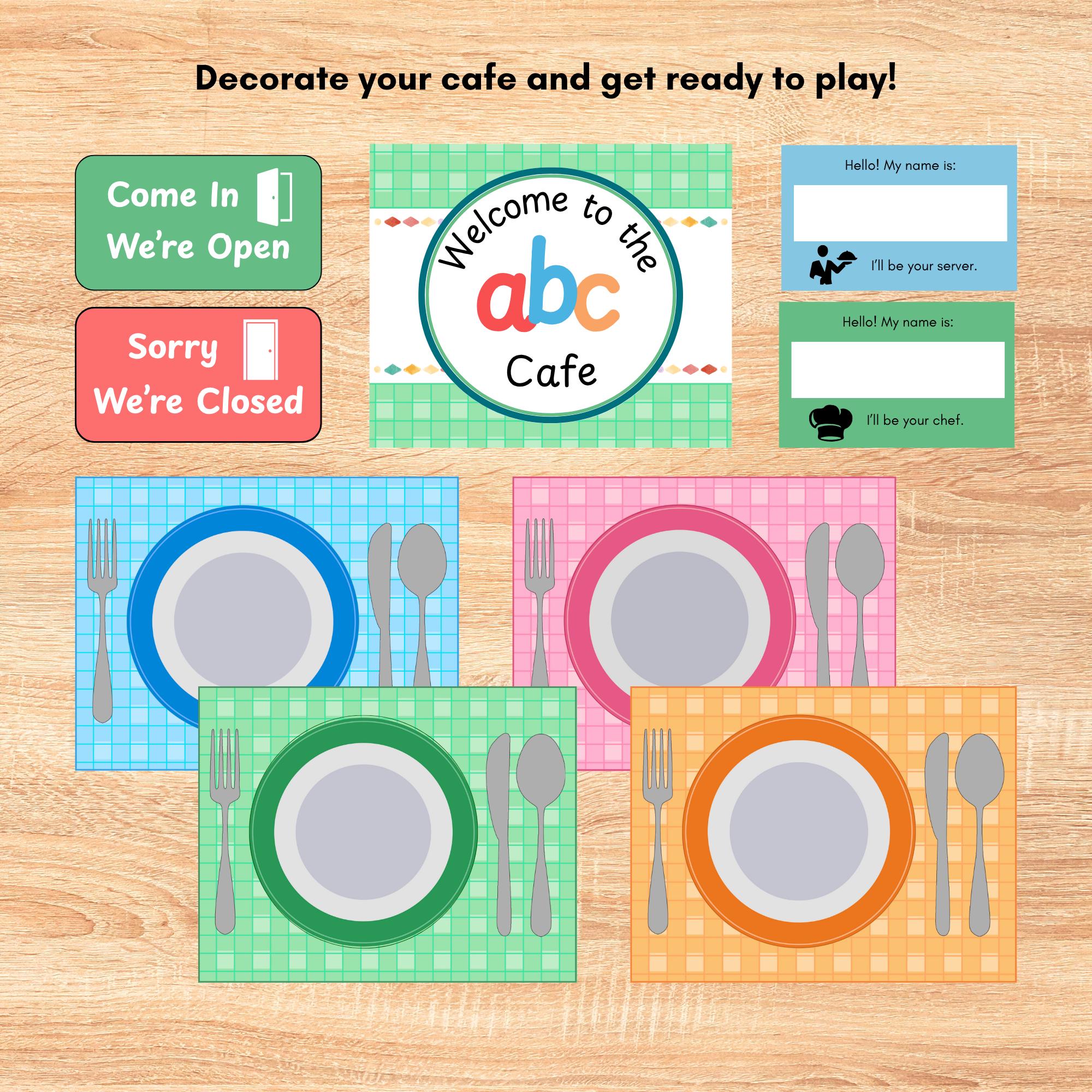Printable Pretend Play Restaurant Set: Lowercase Letter Learning (PDF ...