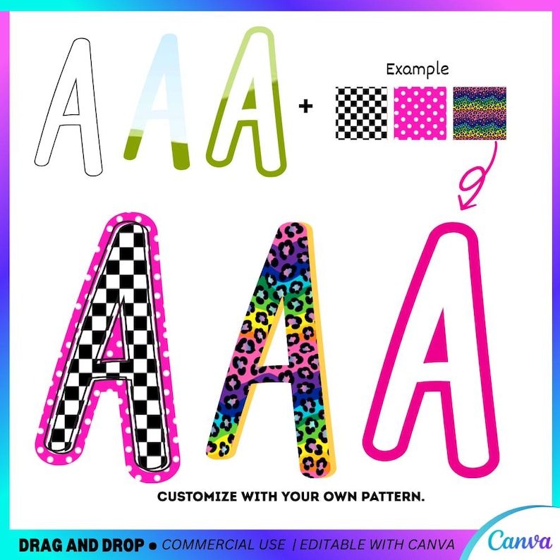 Preppy Canva Alphabet Frames, Canva Alpha Doodle Frames , Canva Frames ...