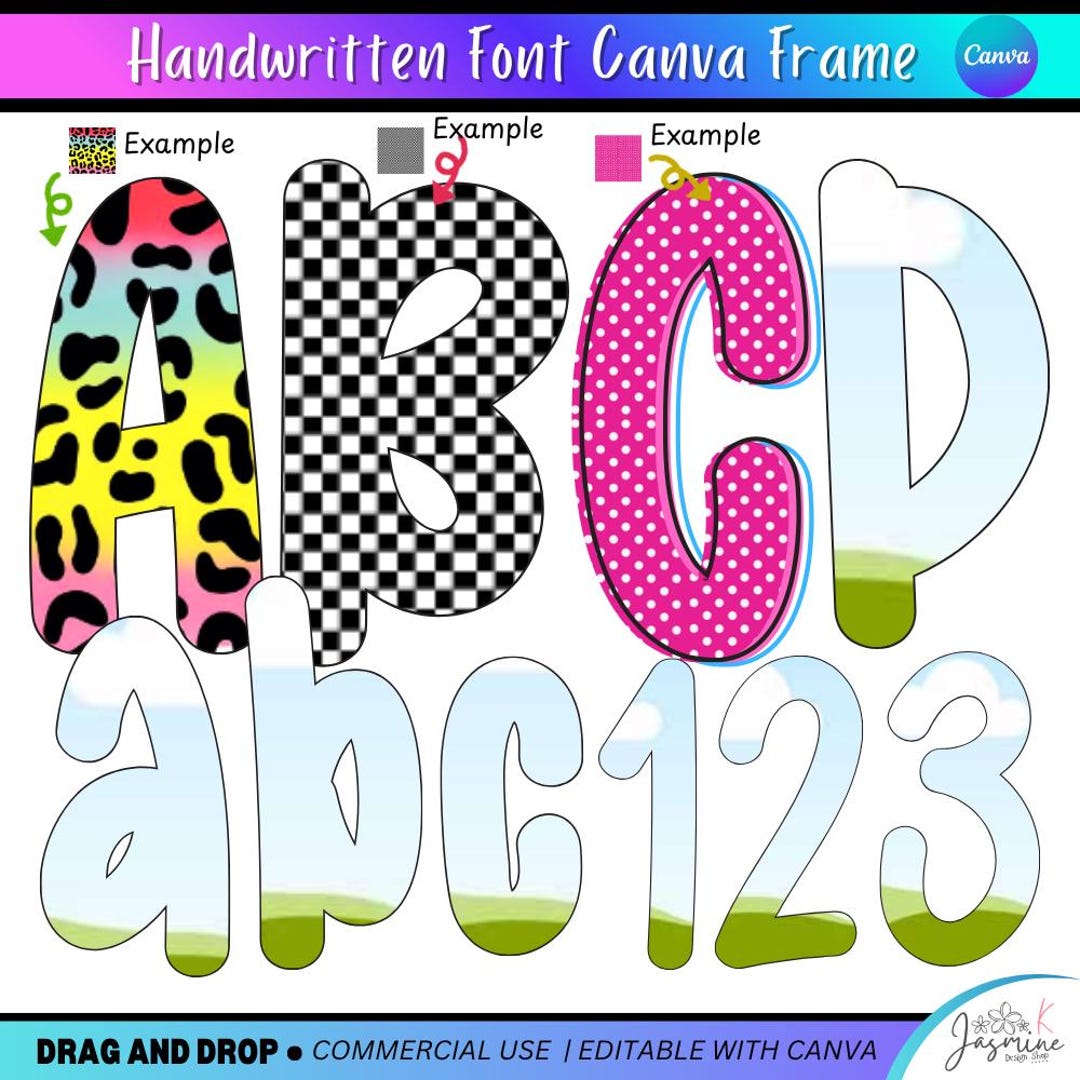 Preppy Canva Fonts Handwriting, Canva Alpha Doodle Frames , Canva ...