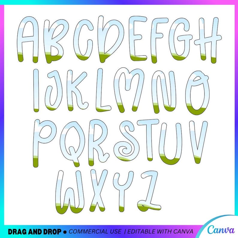 Preppy Canva Alphabet Frame Handwriting, Canva Alpha Doodle Frames ...