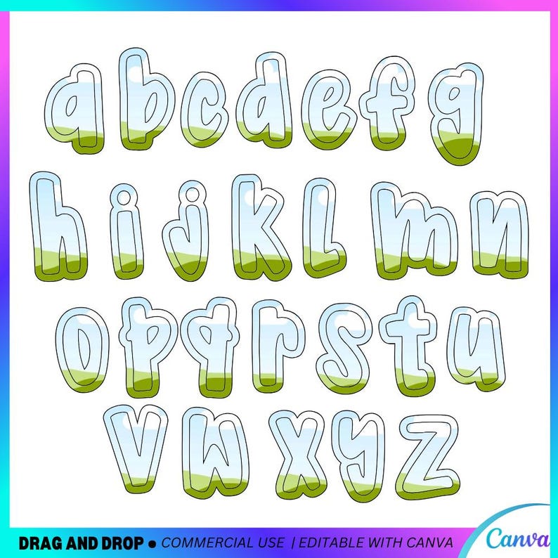 Preppy Canva Alphabet Frames Handwriting, Canva Alpha Doodle Frames ...