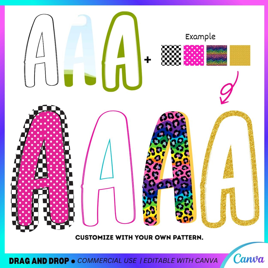 Preppy Canva Alpha Frames, Canva Alphabet Doodle Frames , Canva Frames ...