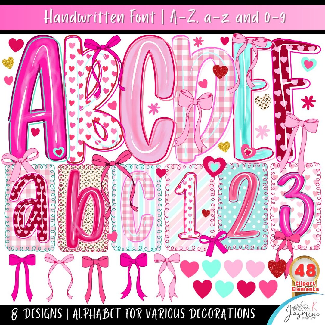 Valentine's Day Alphabet Png,alphabet Png Bundle, Valentine Dot Clipart ...