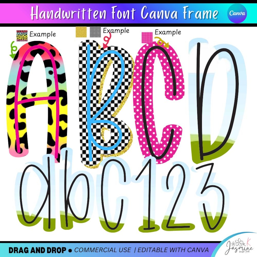 Scribble Canva Letter and Number Handwriting, Canva Alpha Doodle Frames ...