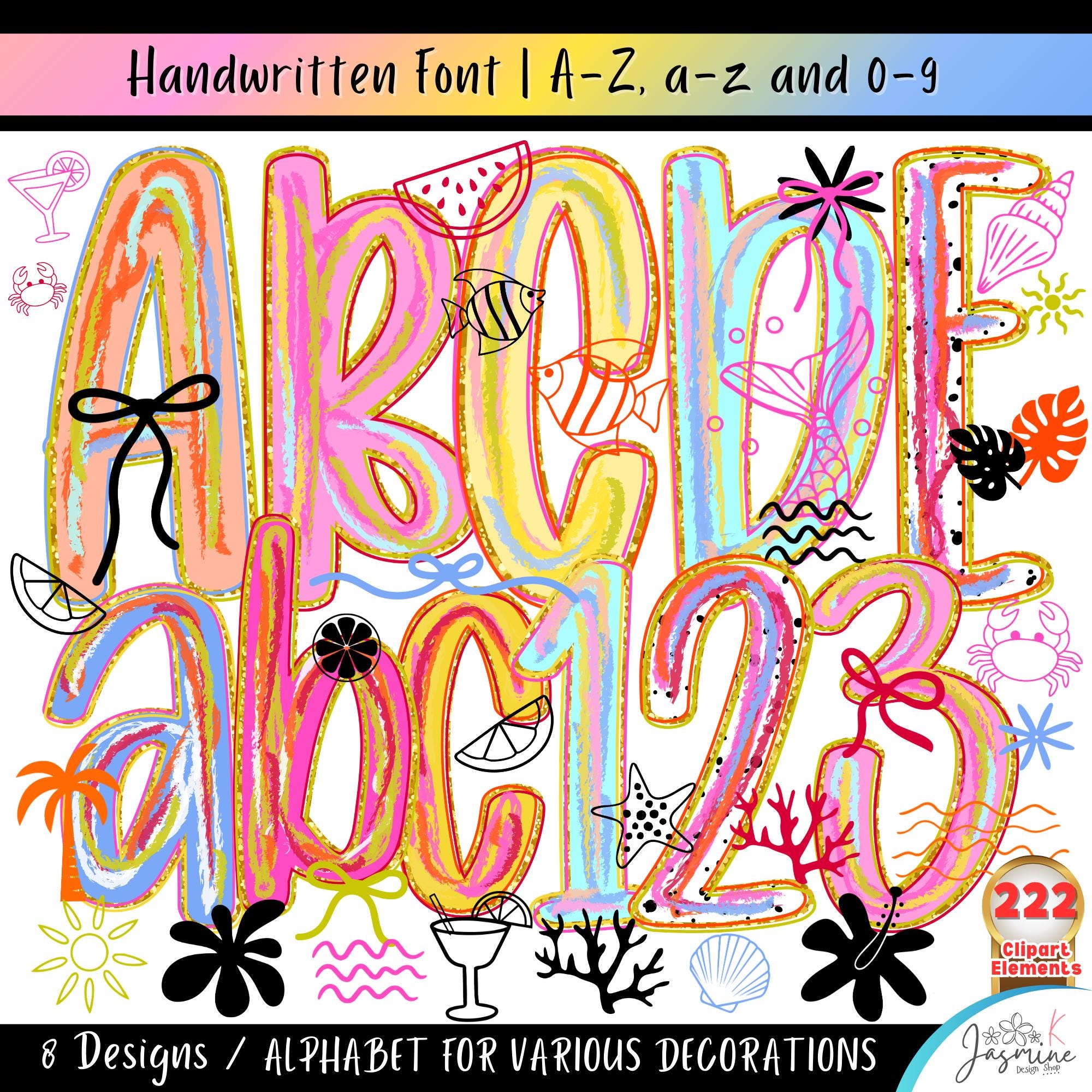 Preppy Summer Spring Alphabet, Trendy Girly Summer, Summer Alpha Sets ...