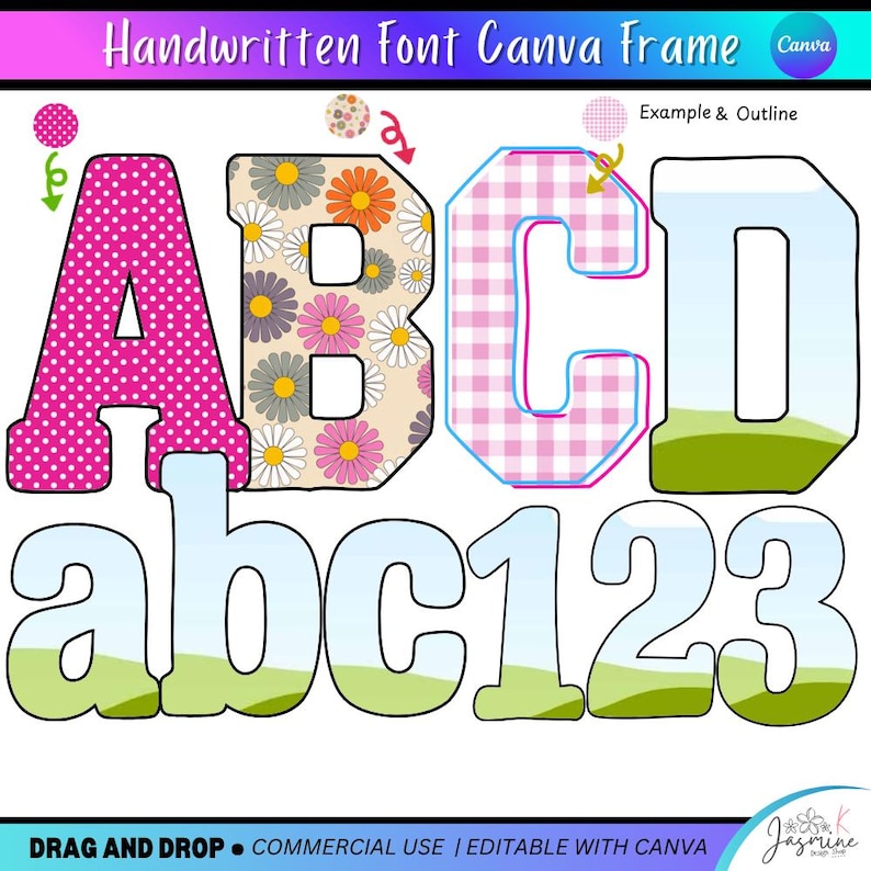 Varsity Canva Alphabet Letters, Frames for Canva, Canva Frame Templates ...