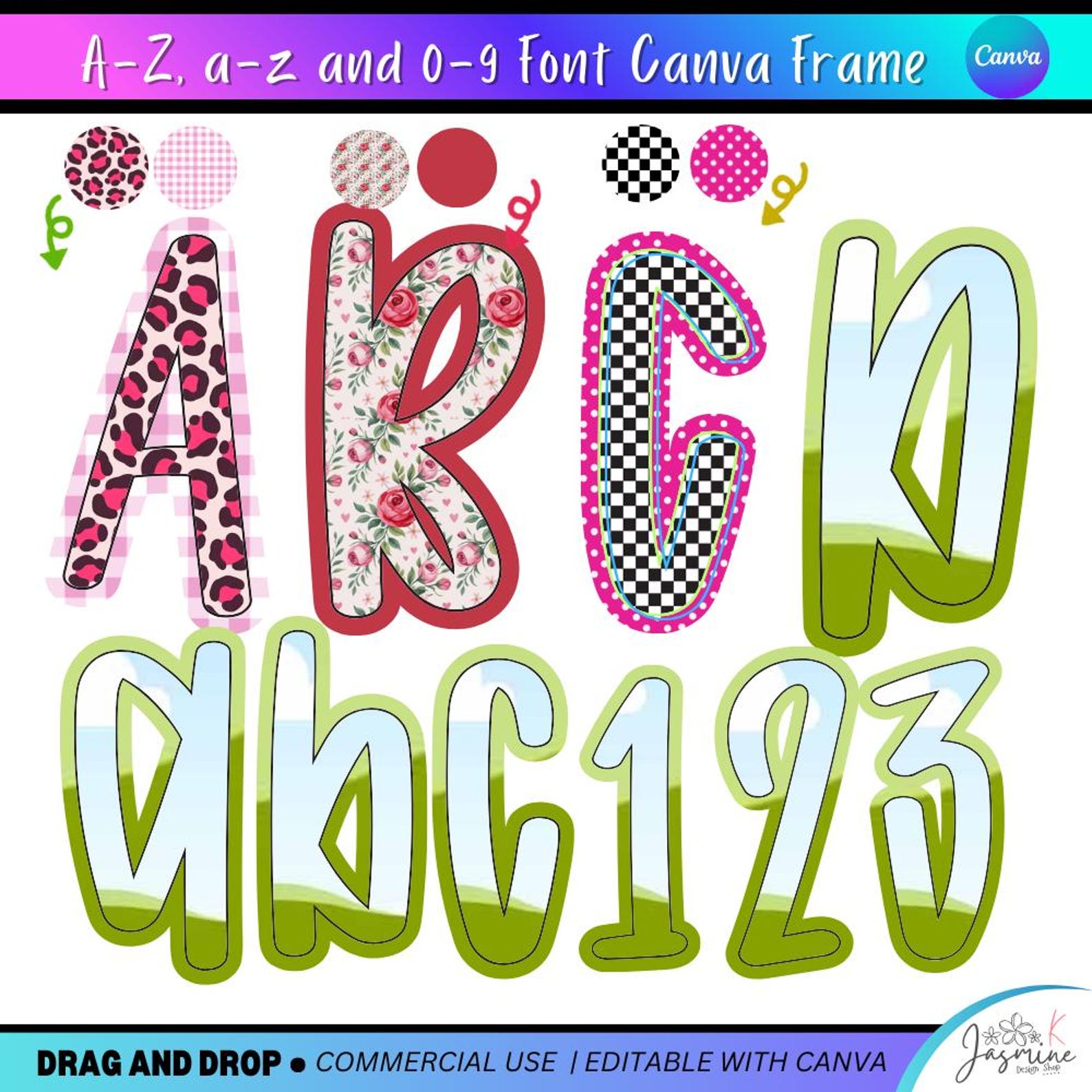 Preppy Canva Alphabet Frames, Canva Alpha Doodle Frames , Canva Frames ...
