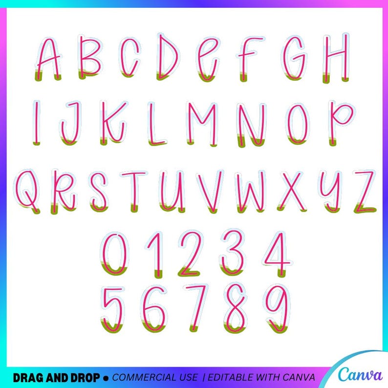 Preppy Scribble Canva Letter and Number Handwriting, Canva Alpha Doodle ...