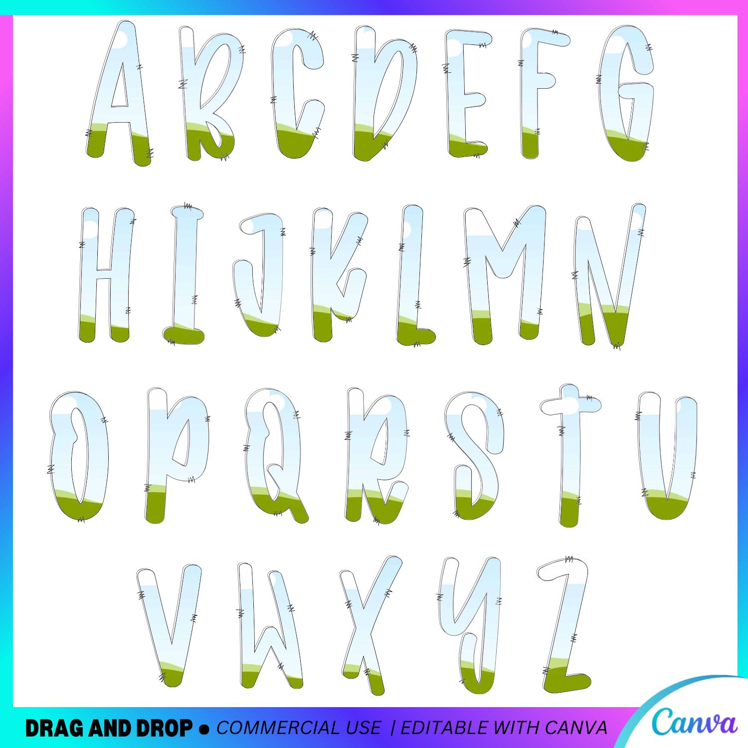 Canva Frames, Preppy Canva Alphabet Frames, Canva Alpha Doodle Frames ...