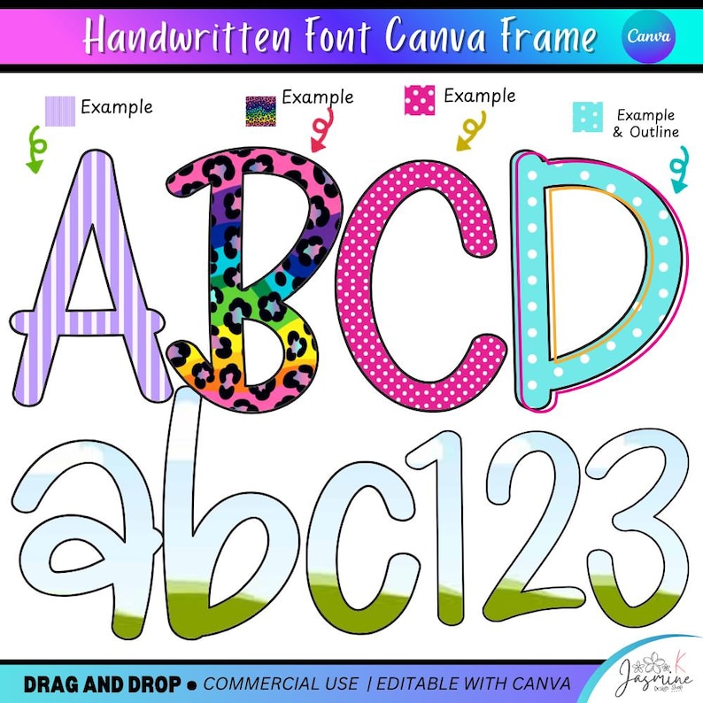 Preppy Canva Alphabet Frame Template, Canva Alpha Doodle Frames , Canva ...