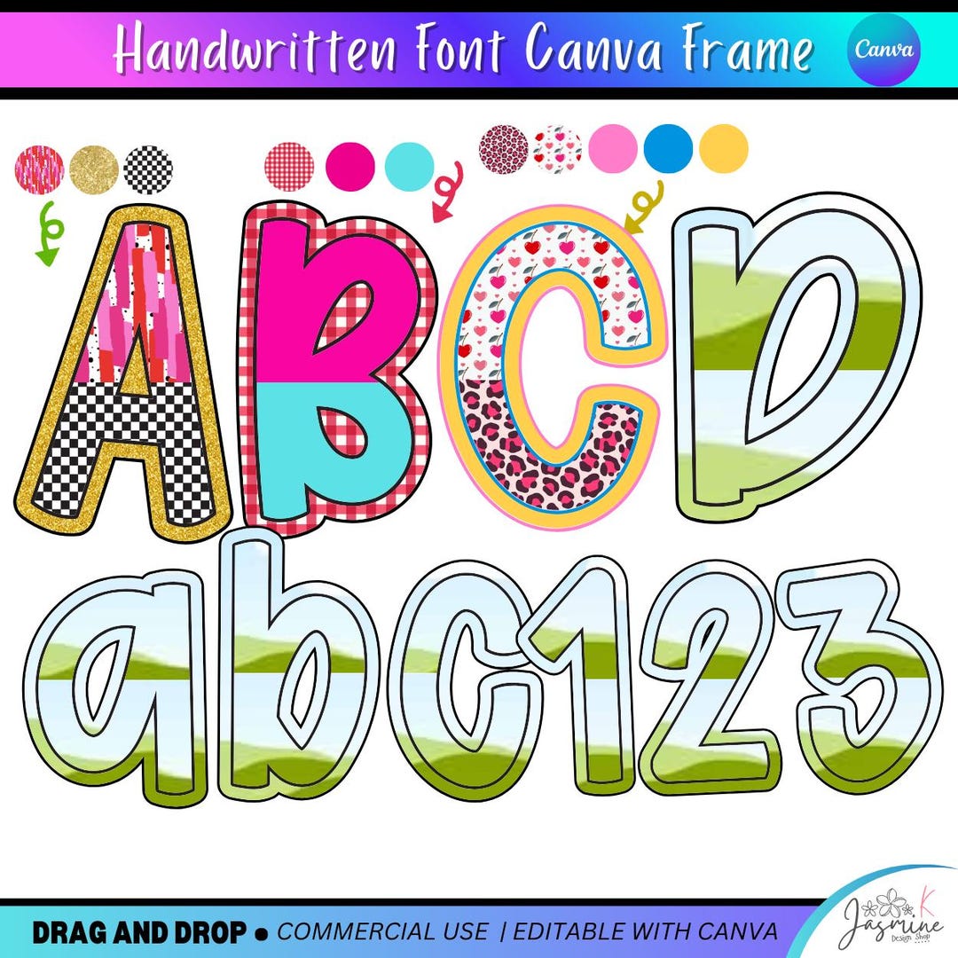 Doodle Canva Frame Font, A-Z Alpha Frames (canva Template) - Etsy