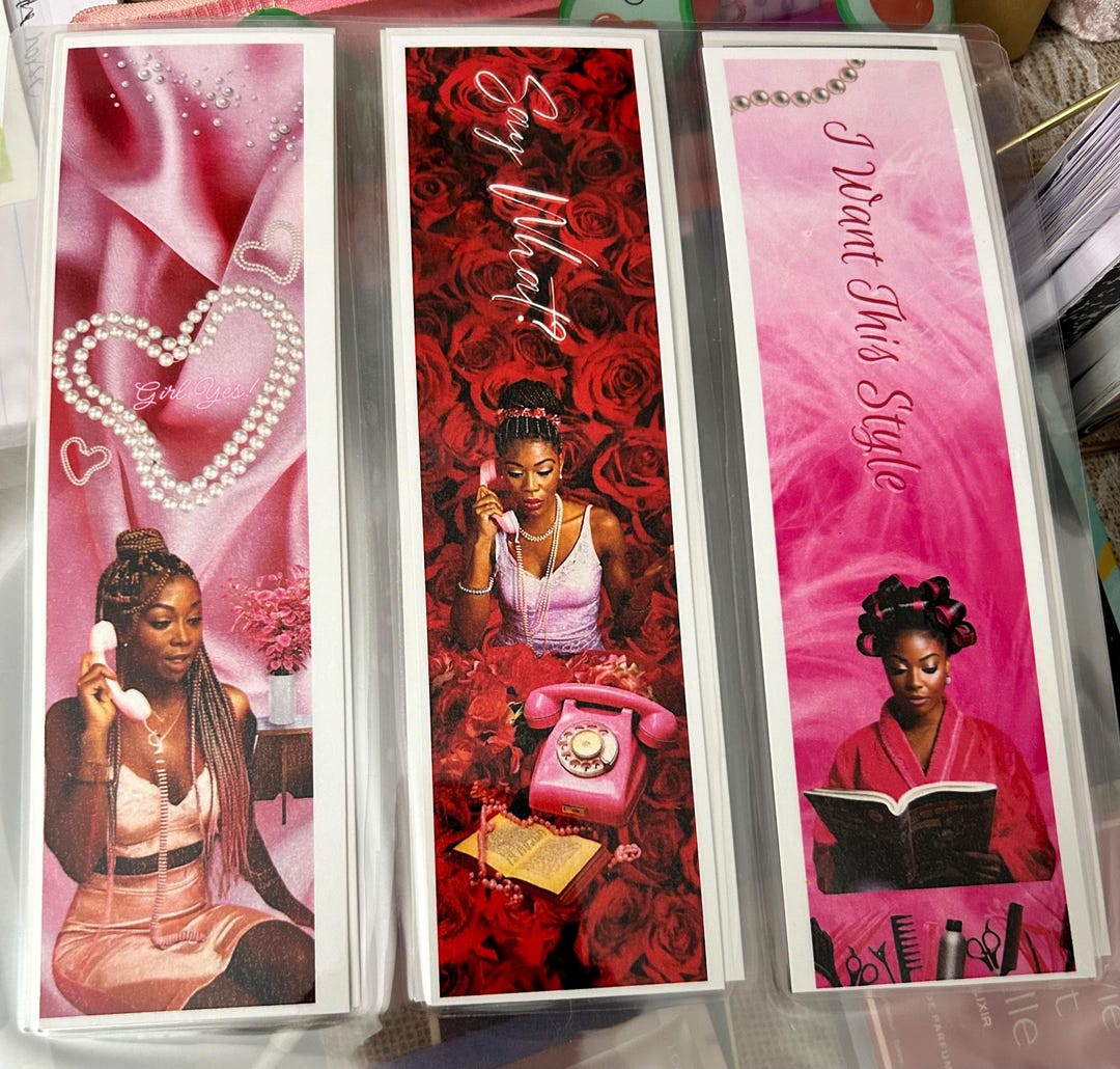 3 Black Girl Art 90s Era Printed Bookmarks – African American Bookmarks ...