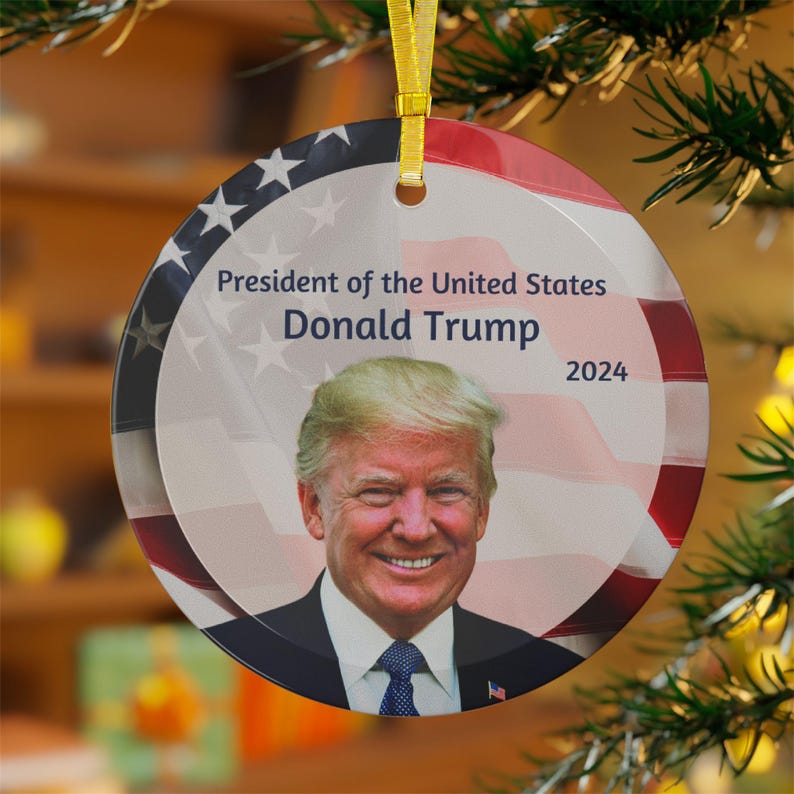 Donald Trump 2024, Glass President Ornament, POTUS, 2024 Election, USA ...