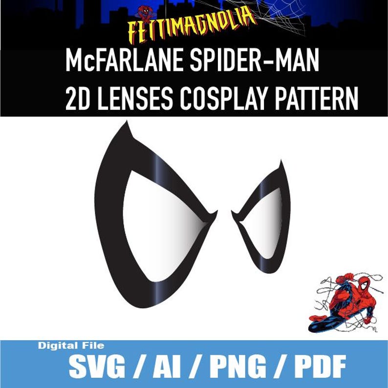 Mcfarlane SPIDER-MAN Mask 2D Lenses Cosplay Pattern File svg, Png, Ai ...