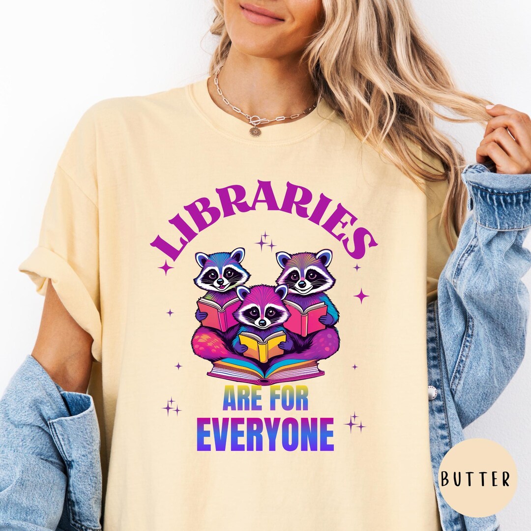 Libraries Are for Everyone Shirt, Cute Reading Raccoons Tee, Book Lover ...