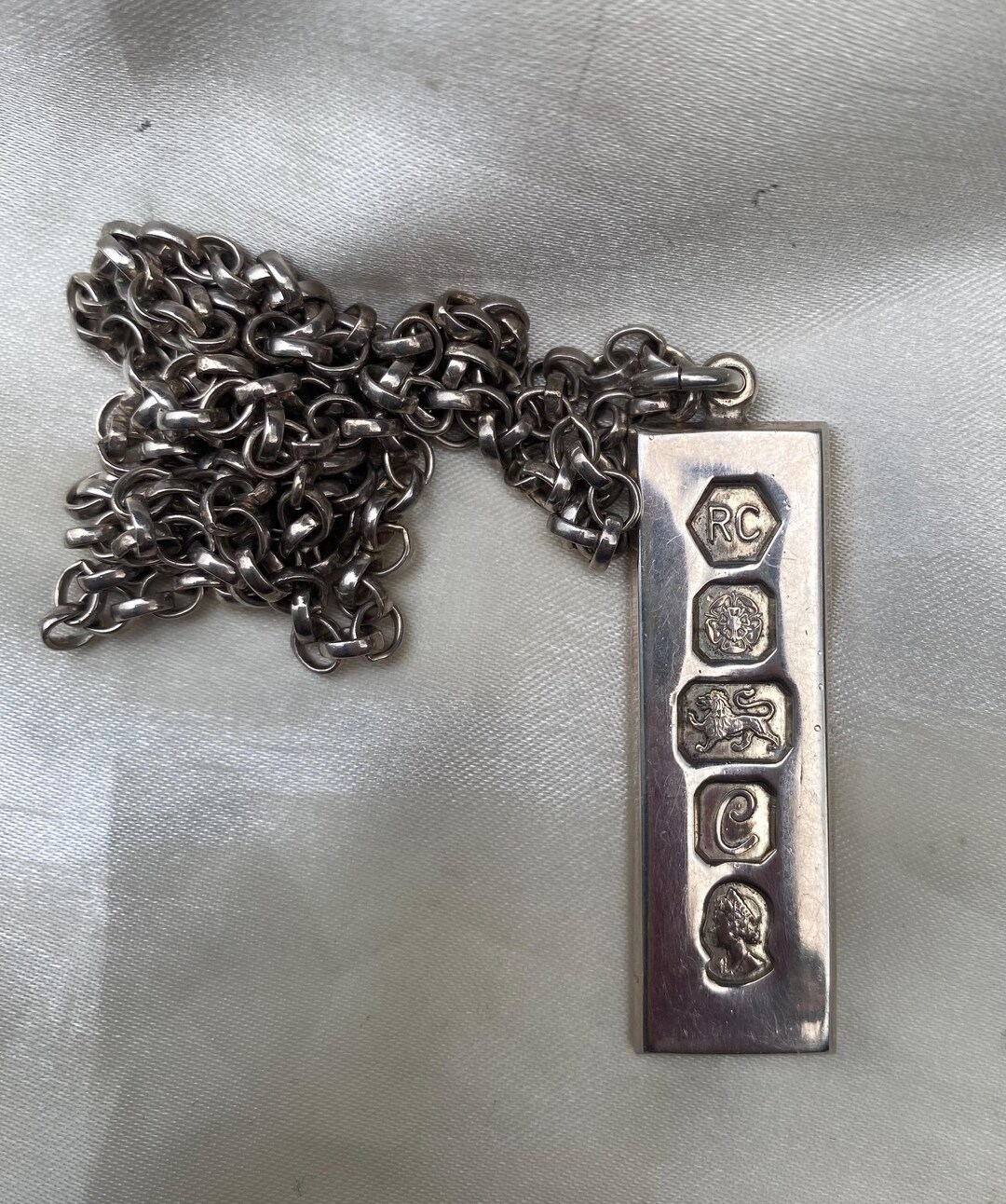 Vintage Silver Ingot and Chain - Etsy