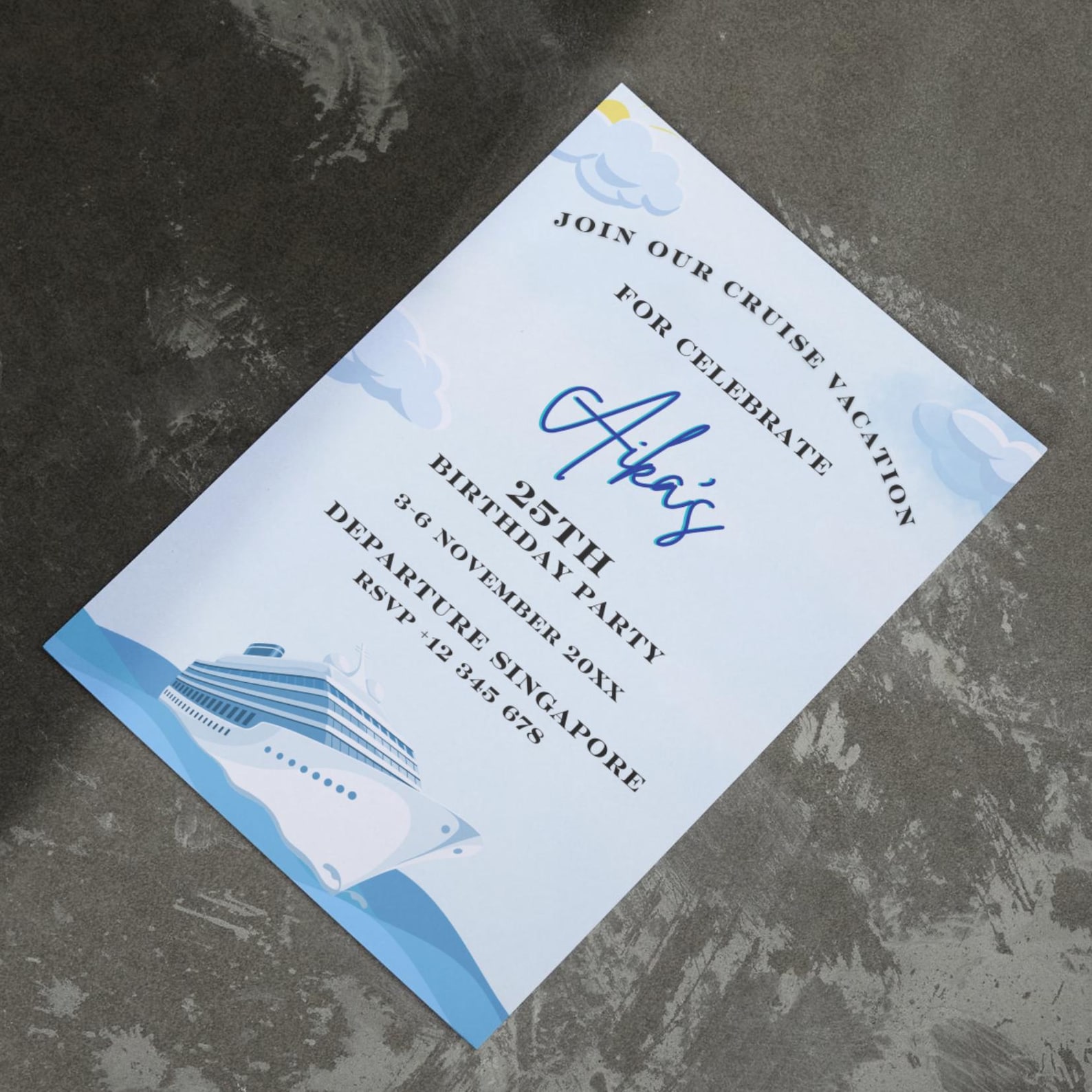 Cruise Birthday Invitation Template Canva, Digital Cruise Invite, Yacht ...