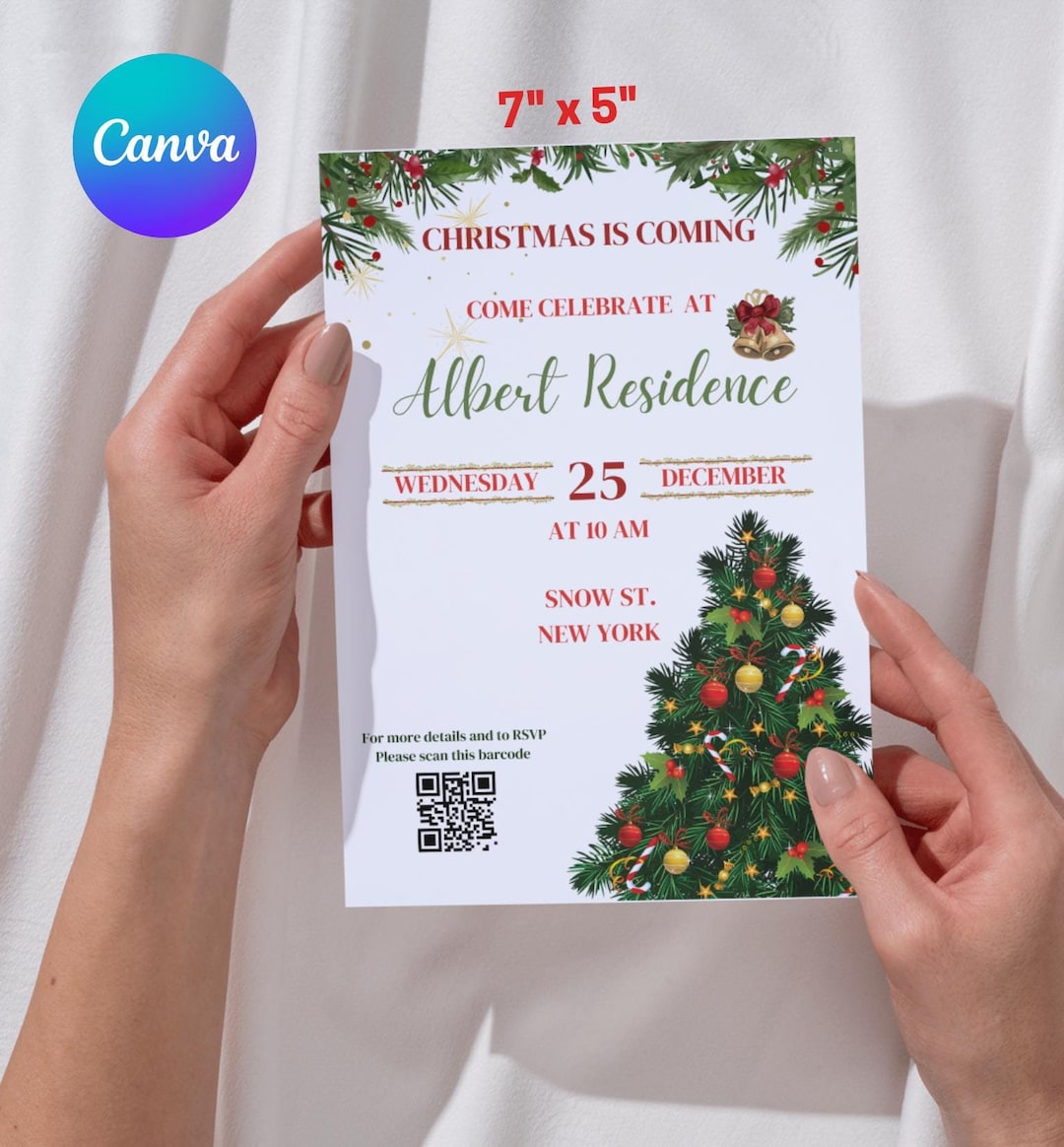Christmas Party Invitation Template: Customizable Canva Design (digital ...