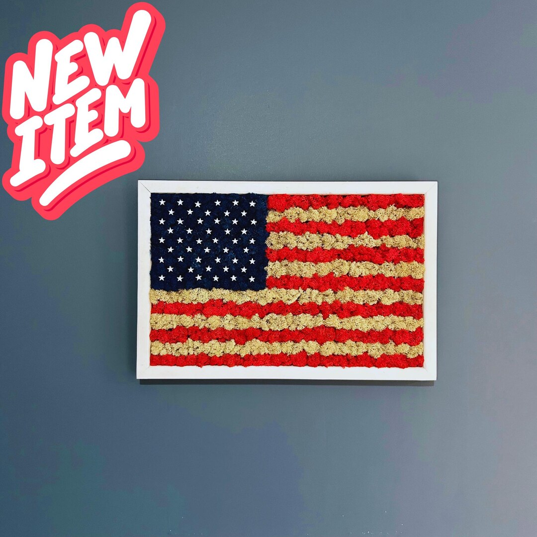 First and Only Preserved Moss Flag Wall Art , First and Only Unique USA ...