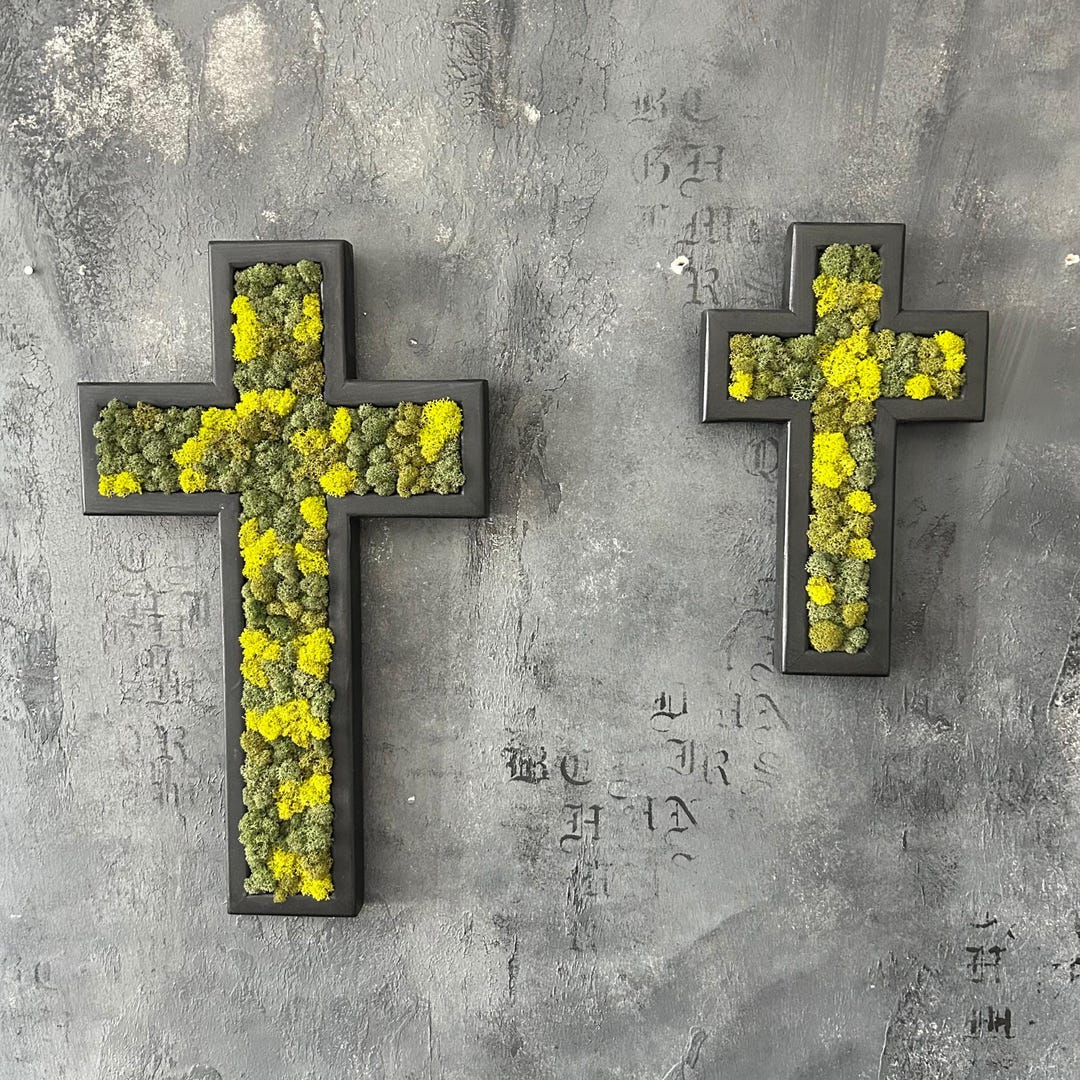 Crucifix Special Design , Handmade Wooden Cross, Natural Moss ...
