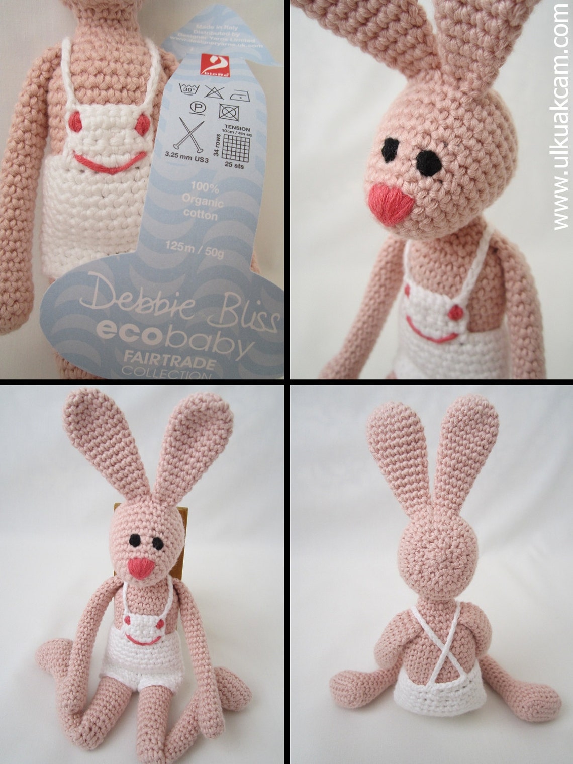 Crocheted Bunny Made From Certified 100% Organic Cotton Yarn - Etsy