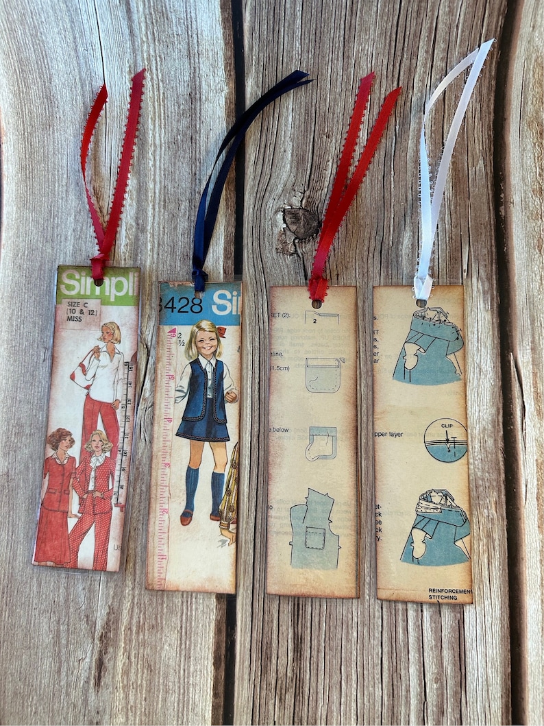 Set of 2 Vintage Sewing Pattern Bookmarks - Etsy
