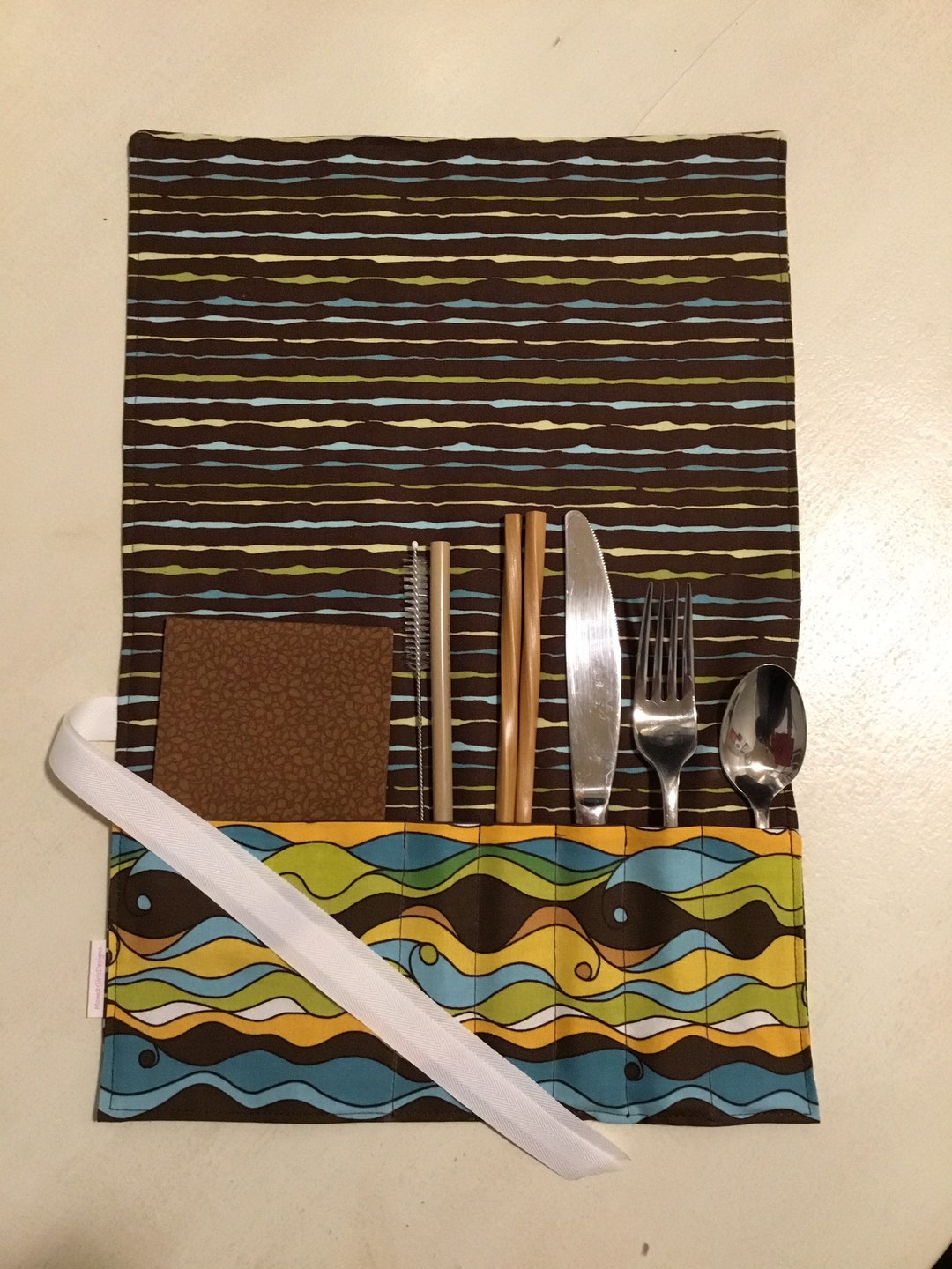 Washable Cutlery Wrap, Utensil Pouch - Etsy