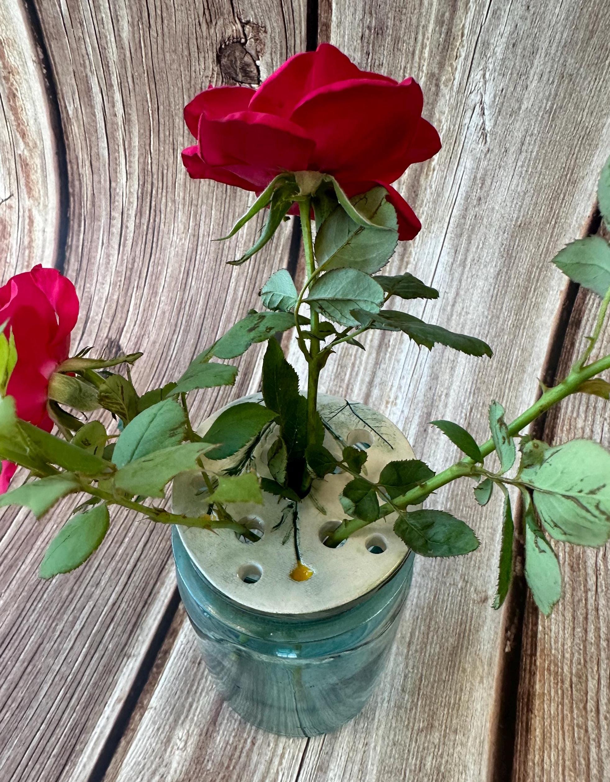 Handcrafted Ceramic Floral Jar Frog, Natural Floral and Leaf Imprinted ...