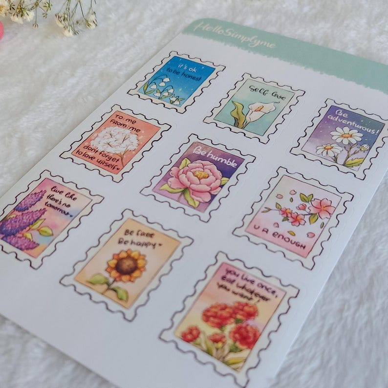 Floral Quote Stamp Sticker Sheet - Etsy