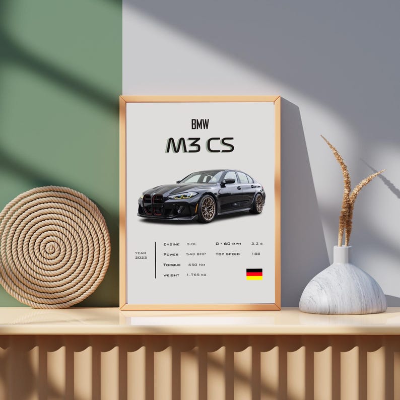BMW M3 CS Classic Car Poster Print, Mclaren Poster, Boys Room Decor ...