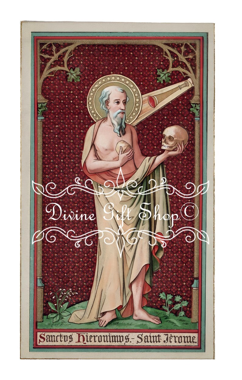 St. Jerome Icon Print, St. Hieronymus Catholic Artwork: Patron Saint of ...