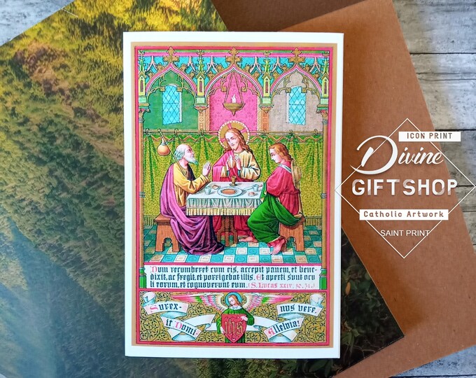 Jesus & Disciples at Emmaus Icon Print Story From the Bible, Book of ...