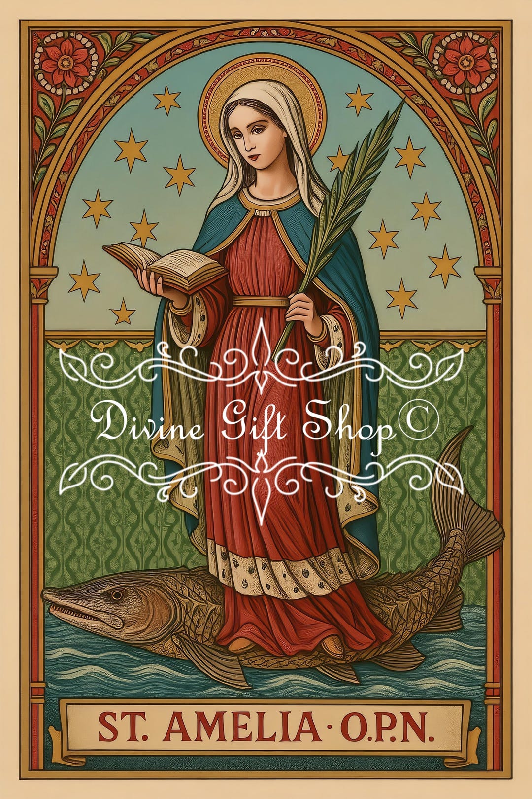 St. Amelia Icon Print | Saint Amalberga of Maubeuge| Mother of Saints ...