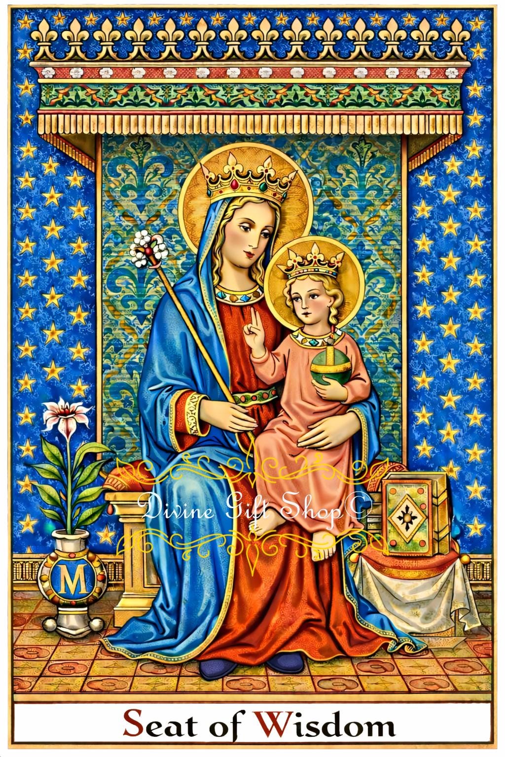 The Holy Virgin Mary Throne of the Wisdom Icon Print | Catholic Artwork ...