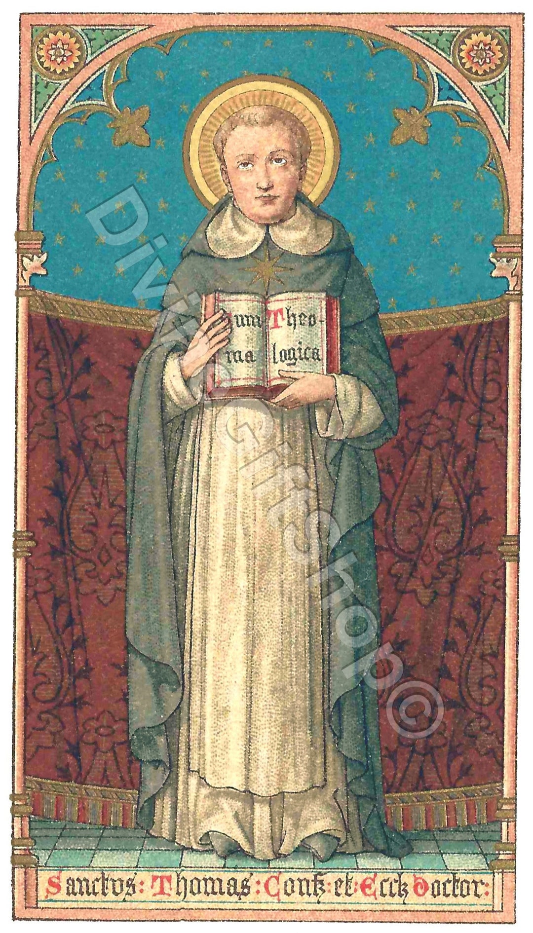 Saint Thomas Aquinas Icon Print | Patron of Academics, Book Sellers ...