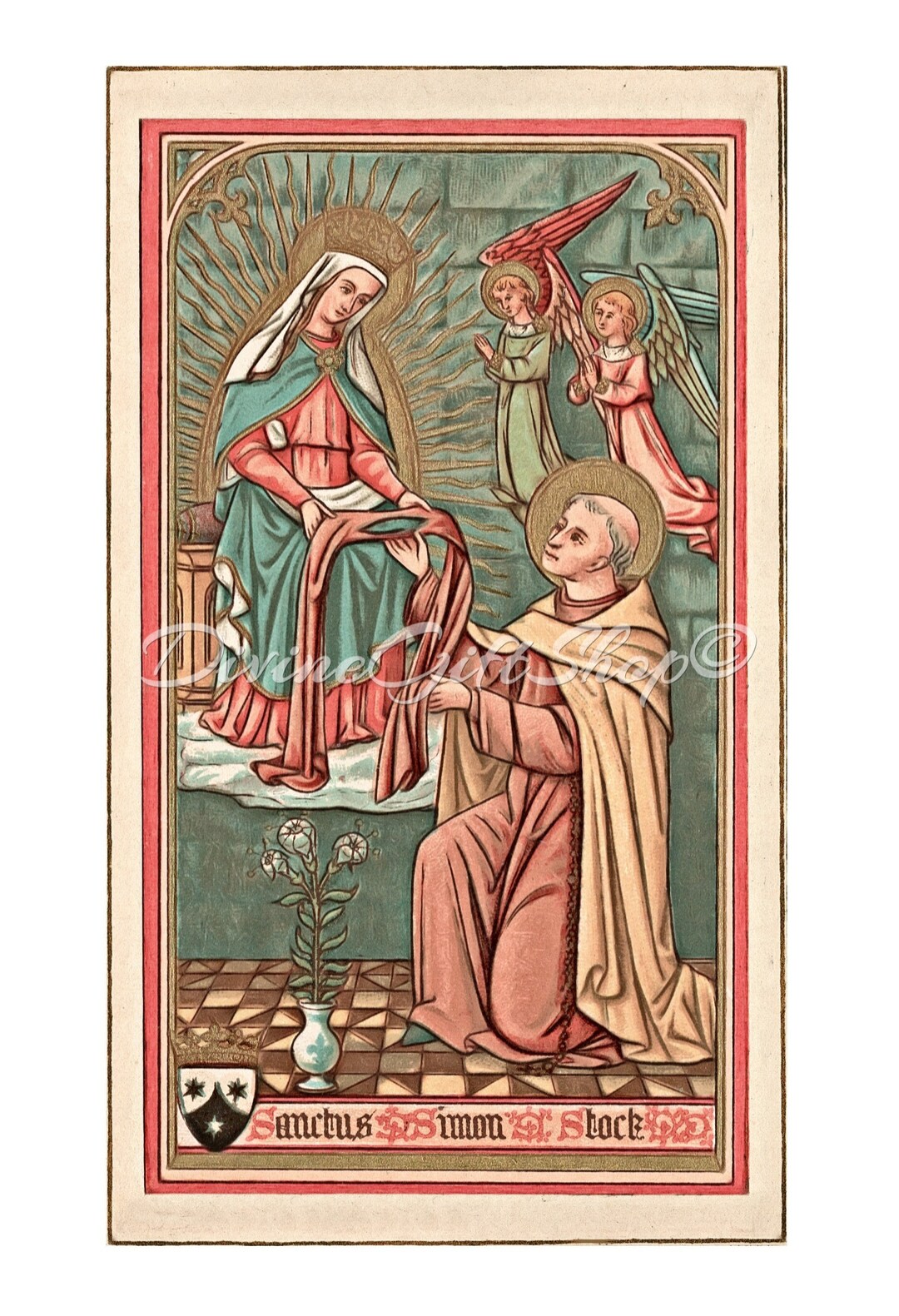 Saint Simon Stock Receiving the Scapular Icon Print | Sanctification of ...