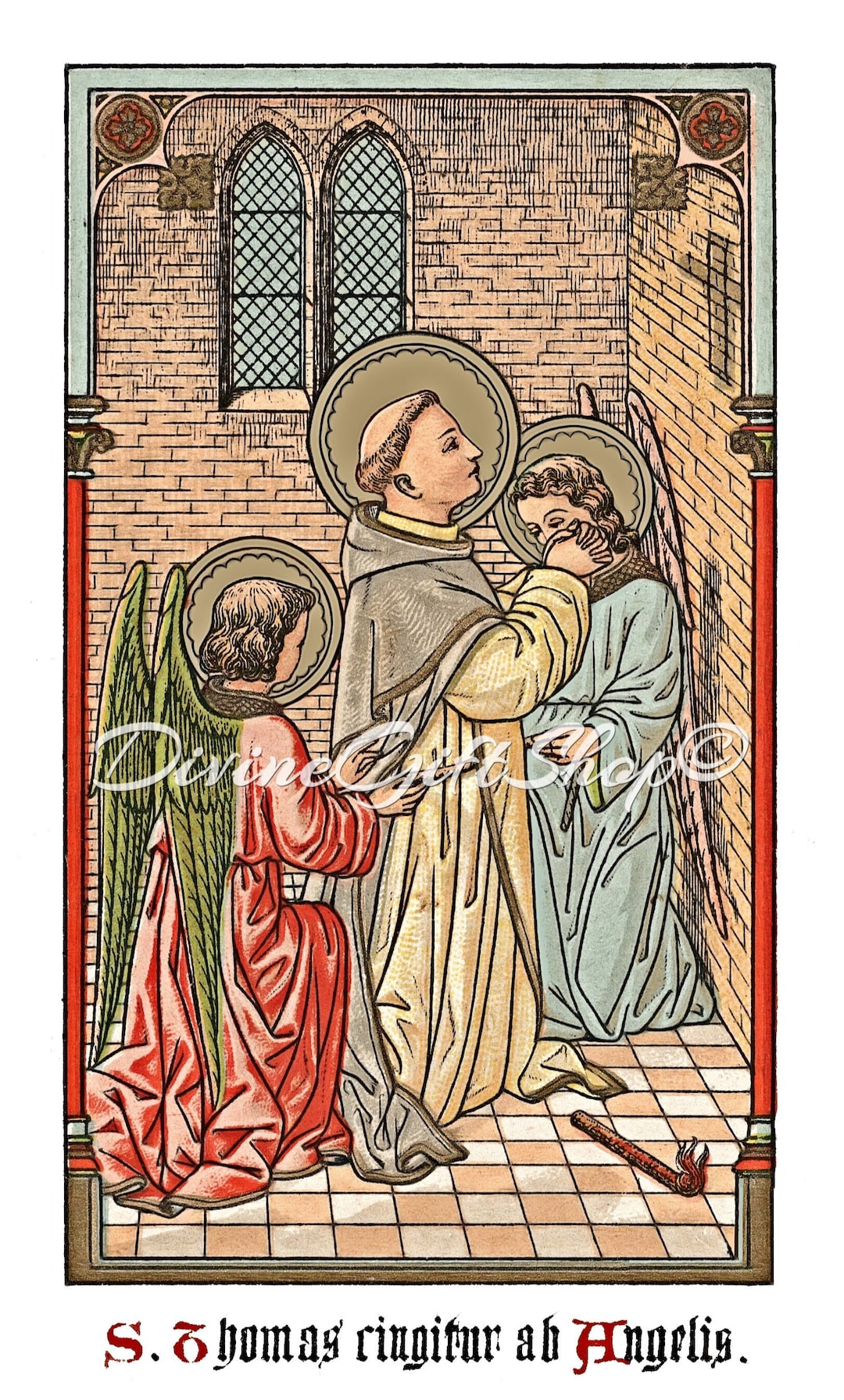 St. Thomas Aquinas Icon - Angelic Doctors Two Guardians Angels of ...