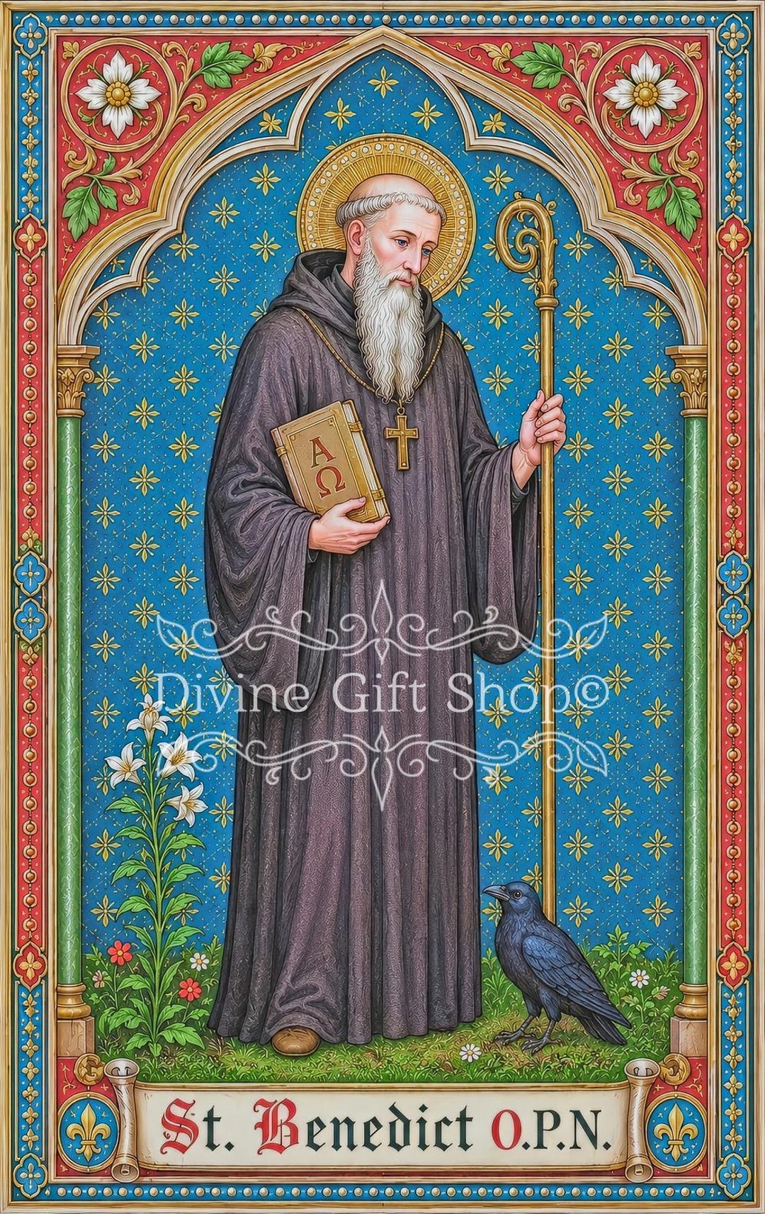 Saint Benedict of Nursia Icon Print | Protection Against Evil ...