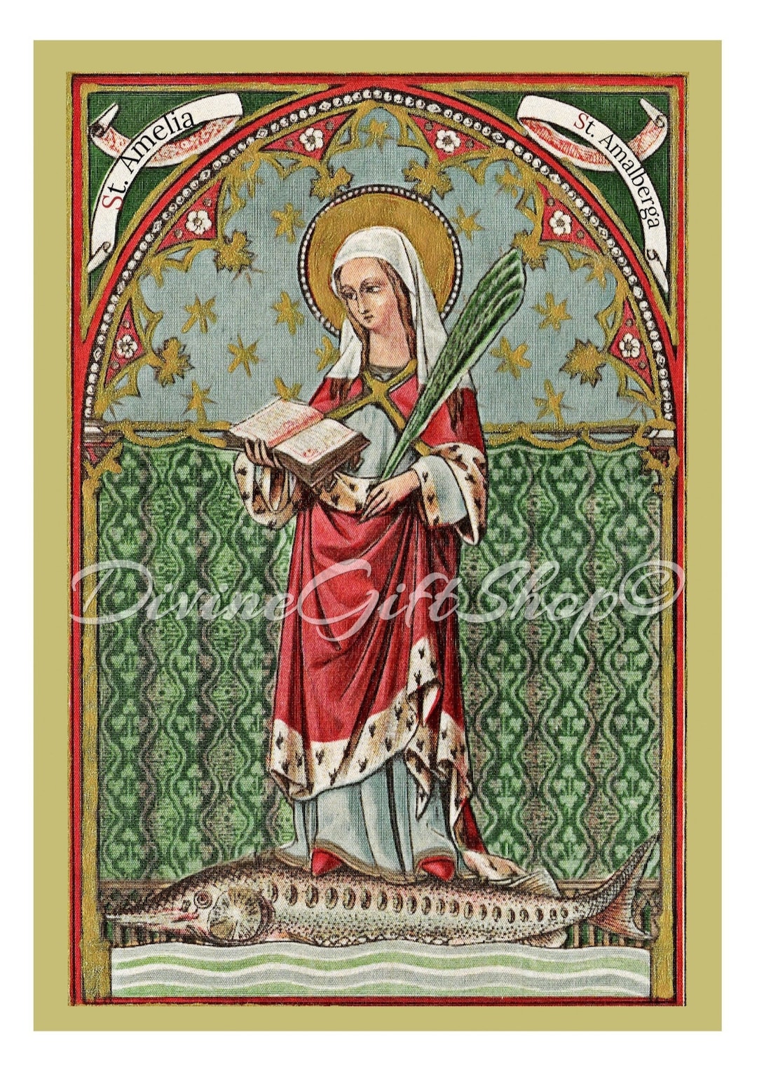 Icon St. Amelia Also Known as Saint Amalberga of Maubeuge, mother of ...