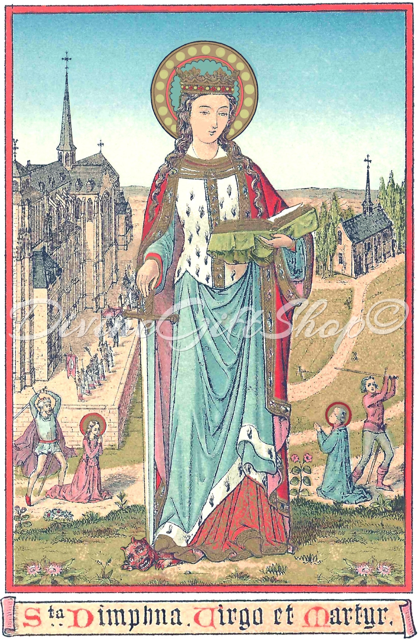 St. Dymphna Icon Print Patroness of those suffering for | Etsy