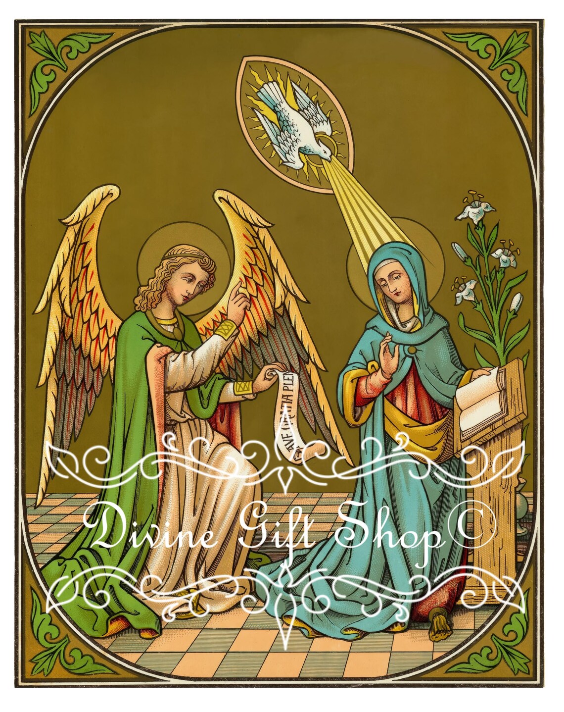 Annunciation of Virgin Mary Icon Print: Incarnation of Jesus, Joyful ...