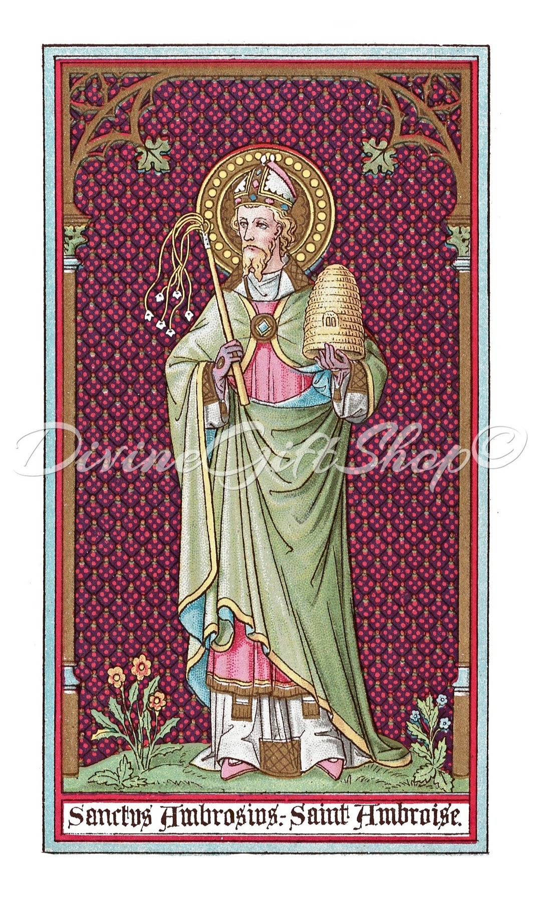 Icon Saint Ambrose Patron Saint of Beekeepers and Milan, Doctor of the ...
