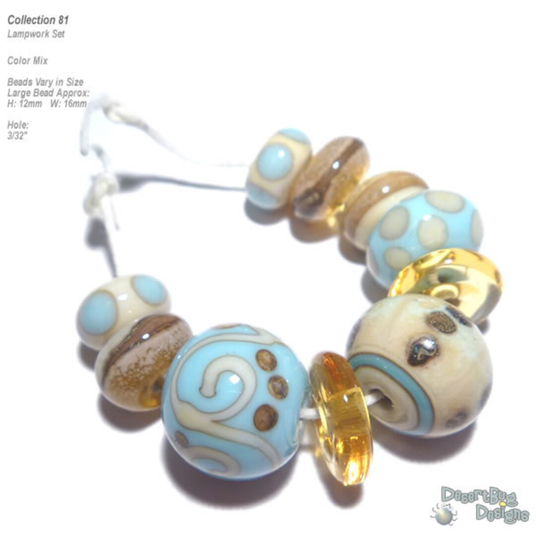 COLLECTION BEACHY Lampwork Bead Set Handmade Natural Color Mix in Ivory ...