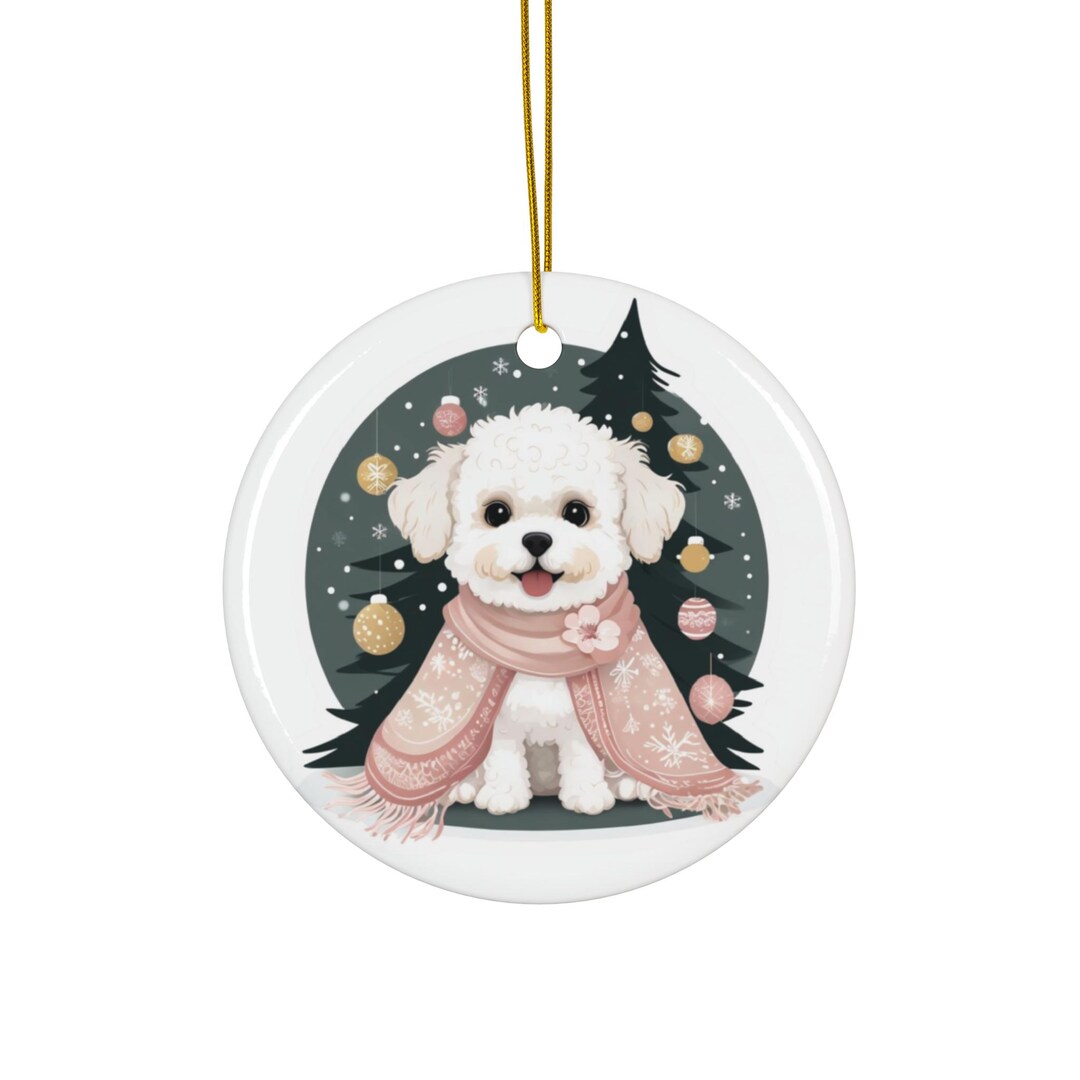 Ceramic Ornament, Bichon Frise Dog, Christmas Tree Decor, Holiday Gift ...