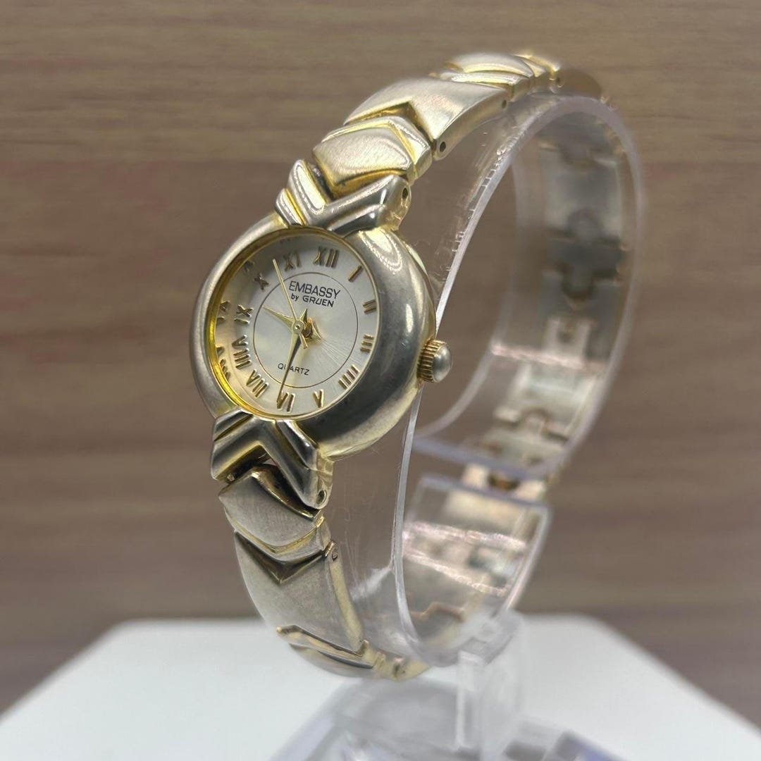 Embassy by Gruen White Women's Silver Gold Quartz Battery Watch - Etsy