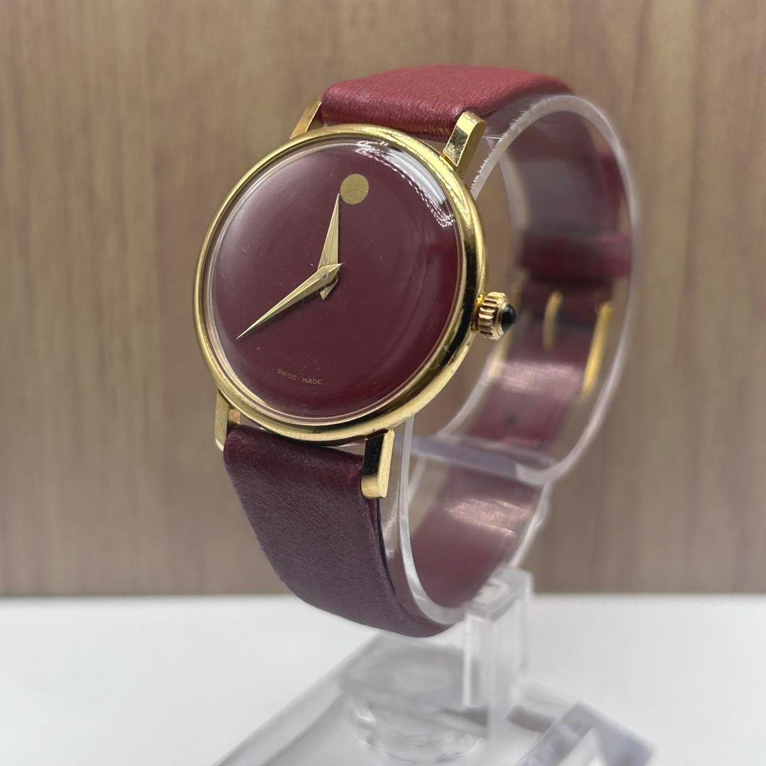Movado Burgundy Vintage Zenith Museum Dial Watch Swiss Made Automatic ...