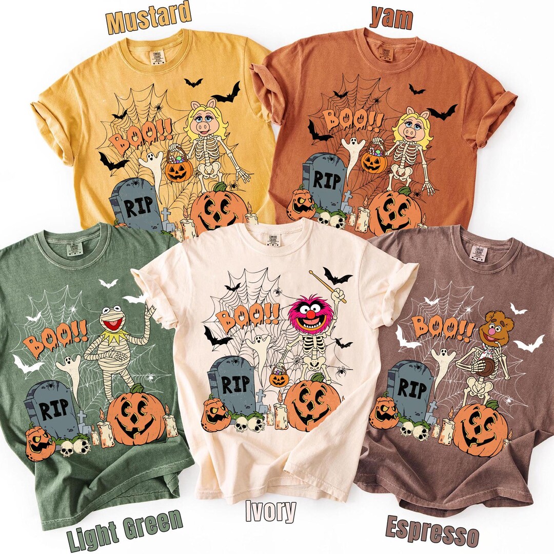 Retro Muppet Halloween T-shirt, Disney Muppets Character Skeleton Boo ...