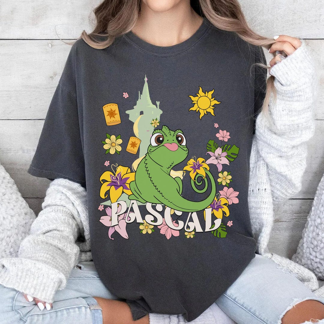Retro Disney Tangled Pascal Floral T-shirt, Cute Tangled Pascal Shirt ...
